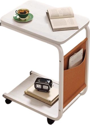 Generic Seitlicher Tisch des Geh&auml;uses, C-f&ouml;rmiger Beistelltisch | Beistelltisch mit Rollen | mobiler Beistelltisch f&uuml;r Sofa, Couchtisch mit 2 B&uuml;hnen, kleines 