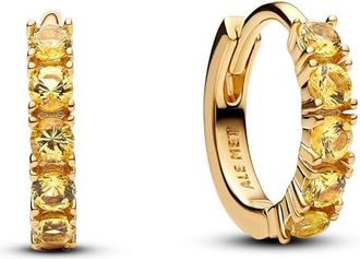 Pandora Pandora Timeless 263849C01 Boucles doreilles Huggie en argent sterling plaqué or 14 carats avec zircones