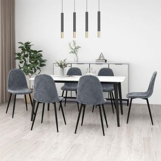 vidaXL Vidaxl - Chaises &agrave; manger lot de 6 gris fonc&eacute; velours
