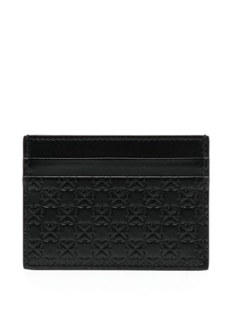 Off-white porte-cartes en cuir &agrave; motif monogramm&eacute; - Noir
