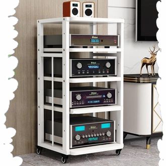 Generic HiFi-Rack, AV-Medienst&auml;nder Mit Rollen, 3/4/5-stufiger Audio-Video-Regal Verst&auml;rker Rack, Holz-Stereoschrank, Verstellbare Regale, CD-Player-St&auml;nder F