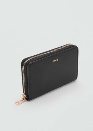 Mango Portefeuille moyen effet saffiano noir - Femme - Taille unique - MANGO
