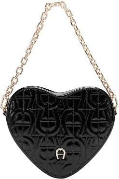 Aigner Sac &agrave; bandouli&egrave;re en forme de coeur/Pouch Heart, noir laqu&eacute;