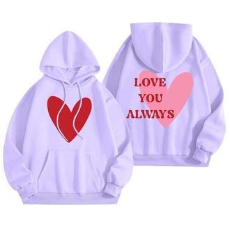 Generic Sweat &agrave; capuche &agrave; manches longues pour la Saint-Valentin 2026 pour femme (3), violet, XXL