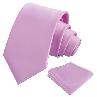 Alizeal Cravate et mouchoir pour homme de 8 cm de couleur unie classique daffaires formelle avec poche carrée, 140A-Rose foncé, taille unique