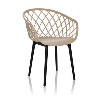 hjh OFFICE Schalenstuhl wetterfest BEGIO Kunststoff In- und Outdoor Stuhl für Garten, Terrasse oder Esszimmer, Beige