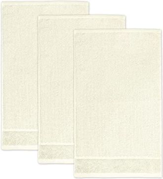 FROTTANA Pearl Gästetuch 30 x 50 cm aus 100% Baumwolle, Ivory 3er Set