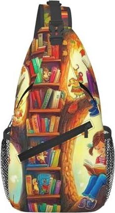 Generic Sac &agrave; dos &agrave; bandouli&egrave;re pour les jeunes gens qui lisent sous des feuilles color&eacute;es - Sac &agrave; dos de voyage pour homme - Sac &agrave; dos de randonn&eacute;e