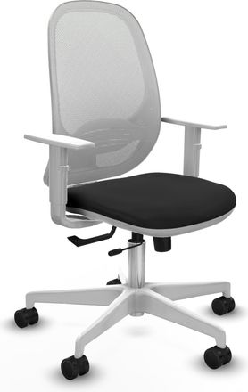 Piqueras y Crespo B&uuml;rodrehstuhl, schwarz, mit wei&szlig;en Armlehnen, h&ouml;henverstellbare Lendenwirbelst&uuml;tze, ausgestattet mit Syncro/Translack und Schneideschaum, Wei&szlig;/Schwarz