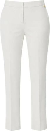 Elisabetta Franchi Femme, Pantalons, Beige, Taille: 40 FR Pantalon en cr&ecirc;pe l&eacute;ger avec breloque logo