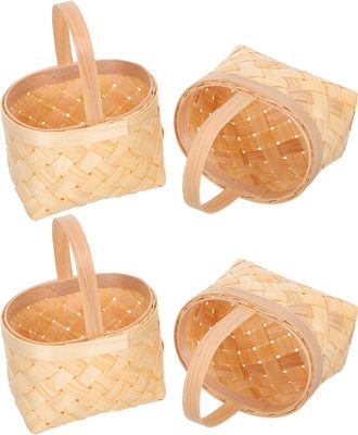 BESPORTBLE 4 St&uuml;ck Kleine Holzsp&auml;nek&ouml;rbe mit Griffen Kleiner Webk&ouml;rbe aus Holz Multifunktionale Dekok&ouml;rbe f&uuml;r Wohnzimmer Balkon und Party