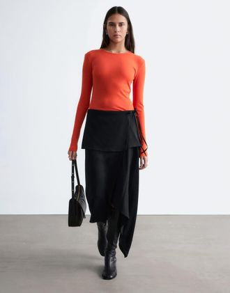 & Other Stories Midirock in Schwarz im 2-in-1-Design mit unterer Lage