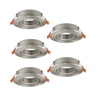 Eglo 5er Set Einbaustrahler Barranco, Spot Deckenleuchte schwenkbar, runder Einbauspot ohne Leuchtmittel, Deckenstrahler aus Kunststoff in Silber, GU10 Fas