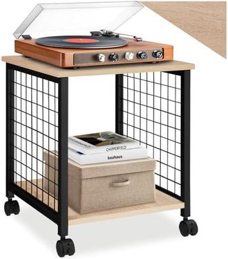 TecTake TecTake Table dappoint Salon Mobile, 40 x 40 x 48 cm, Meuble Salon, Bureau, Chambre, Porte Vinyle &agrave; roulettes, Table de Chevet, Support Platine Vinyle