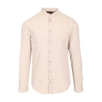 Emporio Armani Textured Leinenmischhemd - - Shirts - Herren - Beige - S