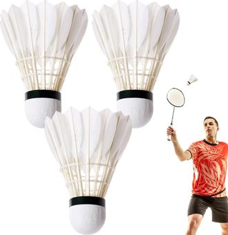 Generico Federbälle mit Entenfedern, Badmintonball | 3 Stück Badmintonbälle mit Federn, Federbälle, Hochgeschwindigkeits-Badmintonbälle, professionelle Badmint