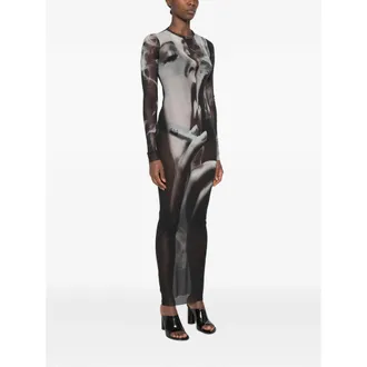 Jean Paul Gaultier Monochrome Graphic Print Dress - Black
