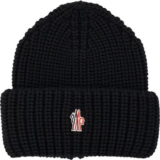 Moncler Caps & M&uuml;tzen - Wool Beanie With Logo - Gr. ONE SIZE - in Schwarz - f&uuml;r Damen