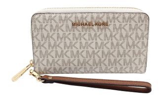 Michael Kors Damen Jet Set Multifunktionales Handy-Etui für Reisen, Weiá (Vanilla/Dark Acorn), Einheitsgröße