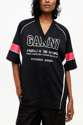 Ganni T-shirt oversize en maille noire League - Taille S/M Noir - Pour Femme