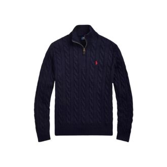 Polo Ralph Lauren Half-Zip Cable Knit Sweater - - Knitwear - Herren - Blau - L