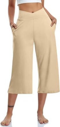 Generic Pantalon 3/4 Femme Taille éLastique, Pantalon Court Femme Été Pantacourt Fluide Jambe Pantalon de Jogging léger pour Femme Pantalon de Longueur 3/4 à 