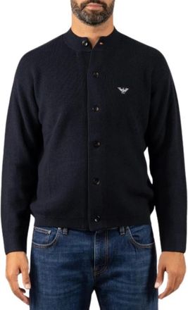 Emporio Armani Pullover aus Wolle und Baumwolle mit langen &Auml;rmeln - - Knitwear - Herren - Blau - L