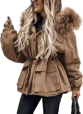 ORANDESIGNE Femme Doudoune Mi-Longue Manteau Chaud Brillante Blouson Hiver Elegant Slim Jacket Veste E Kaki XL