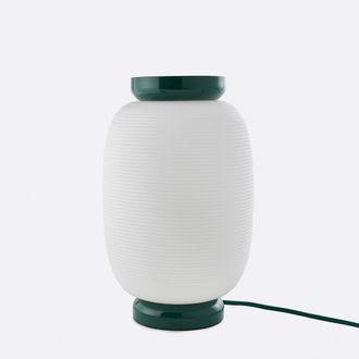 La Redoute Interieurs Lampe &Agrave; Poser En Verre Opaline Rainur&eacute; Et M&eacute;tal Fer Tilan