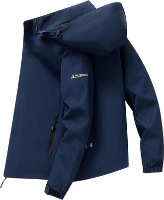 Generic Übergangsjacke Herren, Windbreaker Herren Leicht mit Kapuze Zip und Taschen Winterjacke Leicht Softshelljacke Große Größen Regenjacke, Windjacke Dünn 