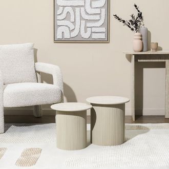 The Home Deco Factory Lot De 2 Tables Dappoint - Home Deco Factory - Terra Nova - Gigognes - Blanches Et Beiges