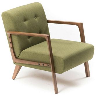 Hanah Home Hanah Home - Fauteuil en tissu vert Kemer