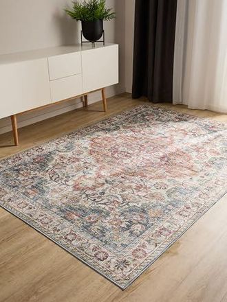 benuta Basic Tapis Salon George - Multicolore 140x200 cm - Lavable - Rectangulaire Vintage, &Eacute;l&eacute;gant, R&eacute;tro pour Chambre, Couloir, Salle &agrave; Manger