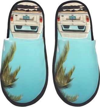 Generic Slippers Plage De Surf Vintage Chaud Hiver Pantoufles Peluche Chaussons DInt&eacute;rieur Pour Femmes Automne Voyage M