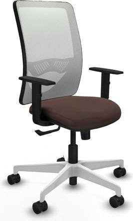 Piqueras y Crespo Zulema Arbeitsstuhl mit 1D-Armen, h&ouml;henverstellbare Lendenwirbelst&uuml;tze, ausgestattet mit Sincro 3 Positionen und Schneideschaum, Wei&szlig;/Dunkelbraun