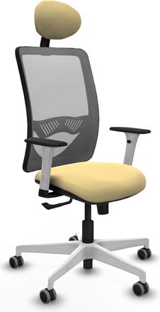 Piqueras y Crespo Stuhl mit Lendenwirbel- und Nackenst&uuml;tze Zulema mit wei&szlig;en und schwarzen Armlehnen und festem Kopfteil, ausgestattet mit 3 Positionen und Schneidescha