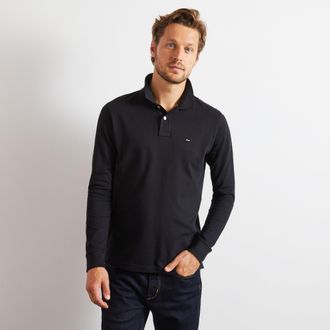 Eden Park Polo Noir Uni En Piqu&eacute; De Coton Stretch Old Ref Pp