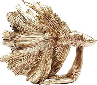 Kare Design Design Deko Figur Betta Fish, Gold, Deko Objekt, Fisch, Handgefertigt, 27x24x14 cm (H/B/T)