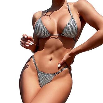 Generic Maillot de Bain Femme Bikini Sexy Maillot Micro Bikini Brillant, Design Sp&eacute;cial pour Un Look Audacieux au Bord de la Piscine