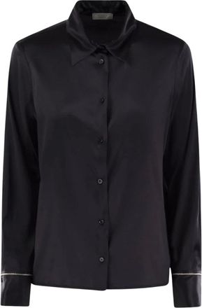 PESERICO Femme, Blouses et Chemises, Bleu, Taille: 42 FR Chemise &agrave; Manches Longues en Soie