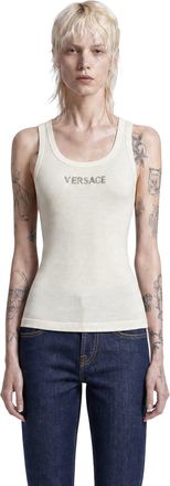 Versace Embroidered Ribbed Wool Top