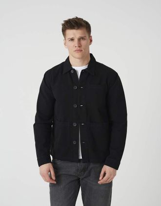 Brave Soul Surchemise en serg&eacute; de coton avec poche plaqu&eacute;e - Noir