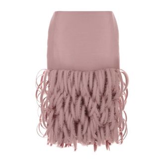 Balenciaga Fluffy Feather Pencil Skirt - - Skirts - Damen - Rosa - XS