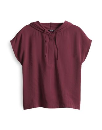 OPUS Damen Kurzarmshirt | Kapuzenshirt SEBU Regular im Soften Materialmix Cassis, 36