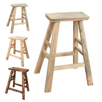 Generic Holzhocker Sitzbank Mit Verst&auml;rkten Beinen, Holzbank Schuhbank Im Landhausstil, Hohe, Schmale Bettbank Am Fu&szlig;st&uuml;tze, Barstuhl Sitzhocker Aus Holz F&uuml;r 