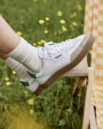 Faguo Baskets blanc et vert cuir et su&egrave;de