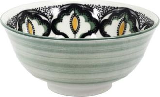 The Home Deco Factory KA5583, Mandala Bowl in Green Ceramic, elegant and Versatile Design, ideal for Desserts and aperitifs, Dishwasher Safe, D15 cm, Green