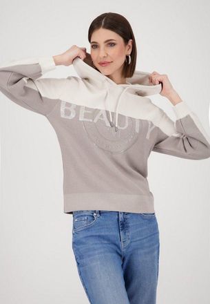 Monari Rundhalspullover Im trendigen Colorblock-Design und funkelnden Strasssteinen