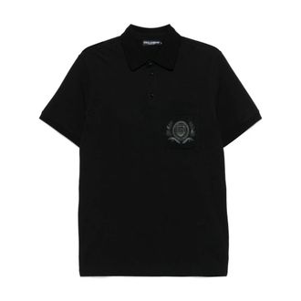 Dolce & Gabbana Schwarze Button-Front T-Shirts und Polos - - Tops - Herren - Schwarzk - M