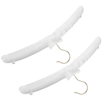 Hemobllo 2 St&uuml;ck Gepolsterte Kleiderb&uuml;gel 38cm mit Rutschfesten Kn&ouml;pfen Schwammgepolstert Wei&szlig; mit Goldfarbenem Haken f&uuml;r Brautkleider Schwere Kleidung und Hau